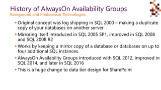 AUDWC 2016 - Using SQL Server 20146 AlwaysOn Availability Groups for ...