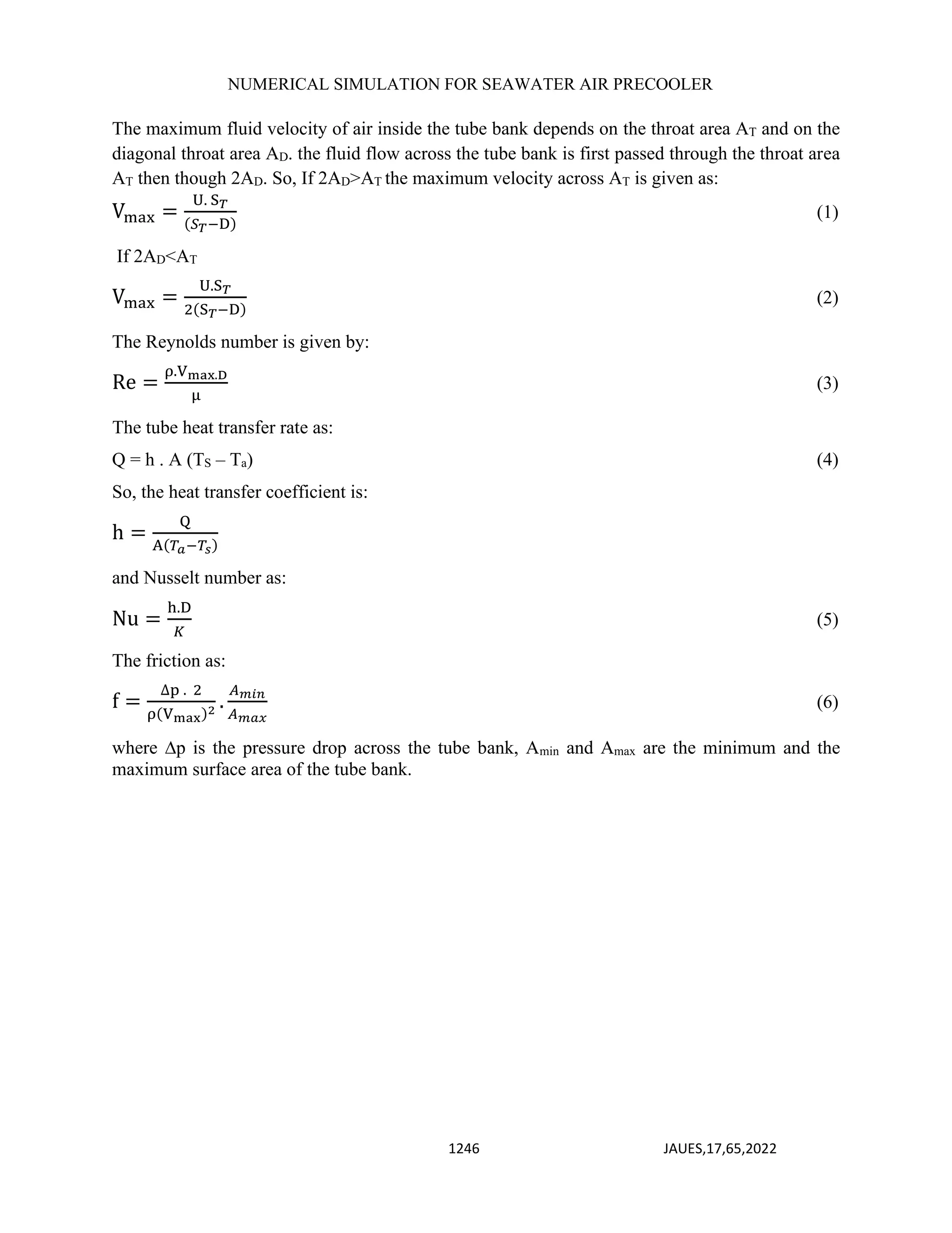 numercal simulation for sea water aircooler | PDF