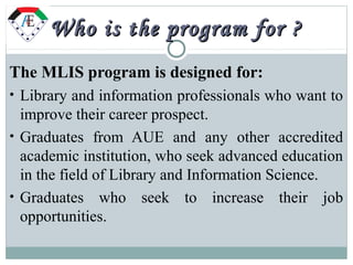 AMERICAN UNIVERSITY IN THE EMIRATES MLIS @ ABU DHABI LIBRARIANS NETWORK ...