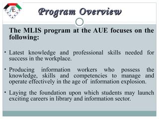 AMERICAN UNIVERSITY IN THE EMIRATES MLIS @ ABU DHABI LIBRARIANS NETWORK ...