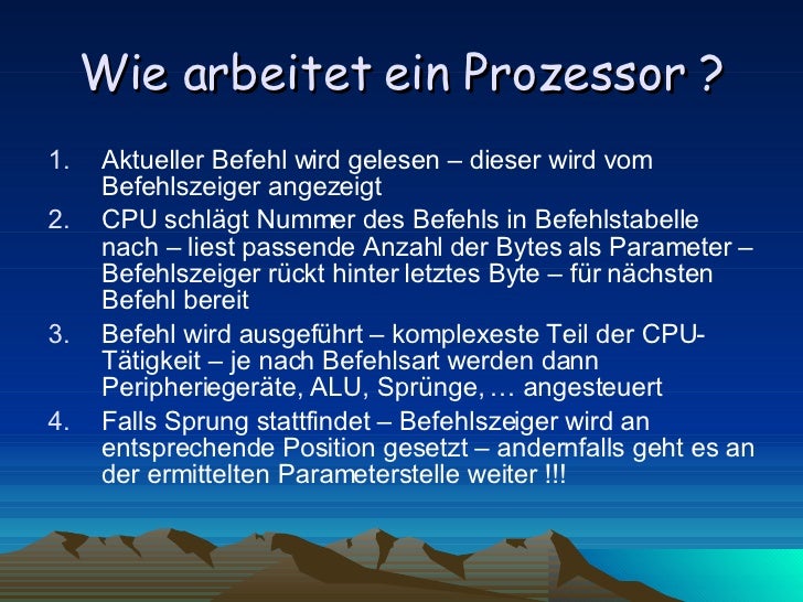 Aufbau Und Aufgaben Des Prozessors (Cpu)