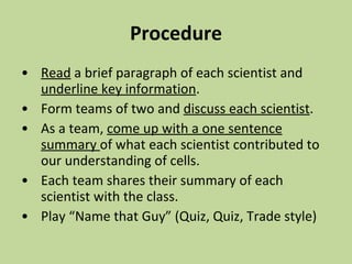 Aug. 22(intro to cell cell theory) | PPT
