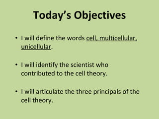 Aug. 22(intro to cell cell theory) | PPT