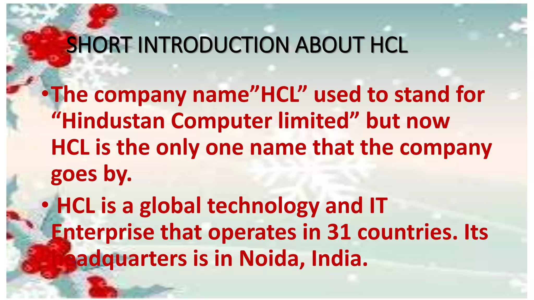 PPT on HCL company | PPT