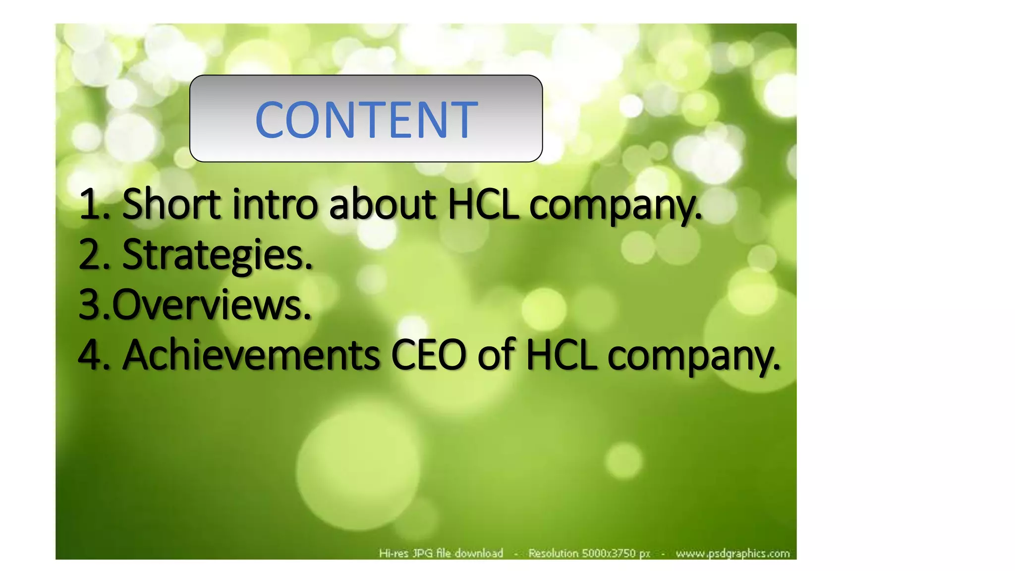 PPT on HCL company | PPT
