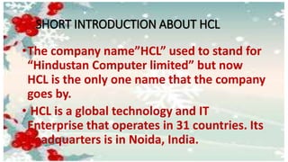 PPT on HCL company | PPT