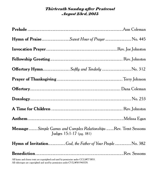 Baptist Church Program Format