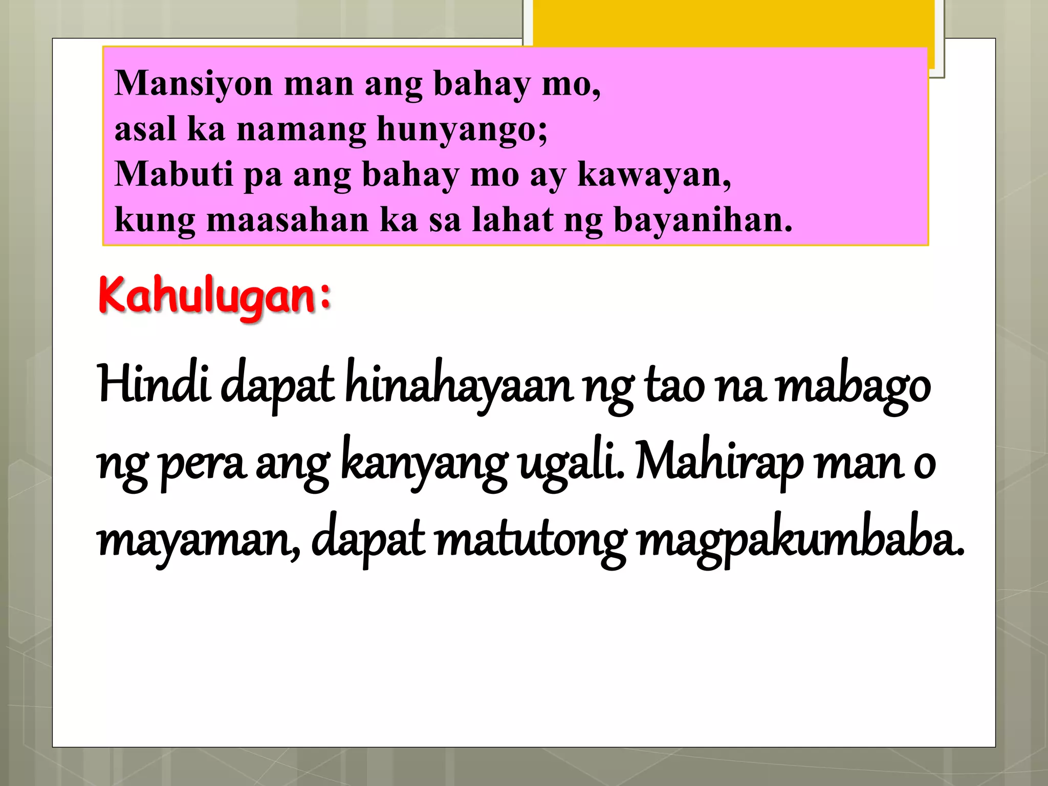 Filipino 8- Mga Karunungang-bayan | PPTX