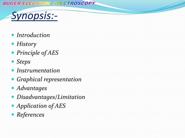 Auger Electron Spectroscopy | PPTX | Chemistry | Science
