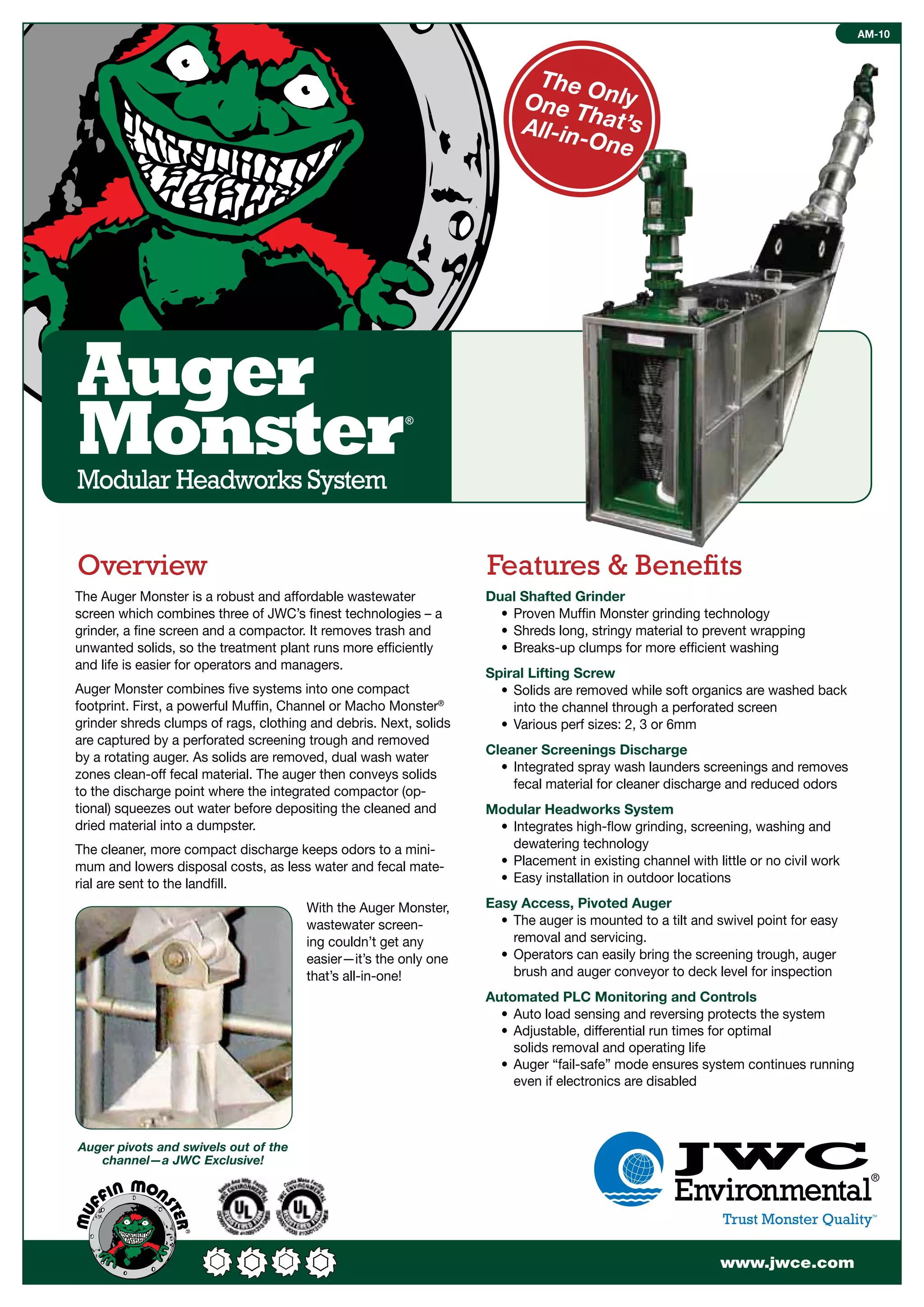 Auger Monster (JWC Environmental) - Modular Headworks System _ Ingles | PDF