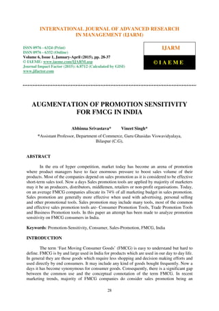 Augmentation of promotion sensitivity for fmcg in india | PDF