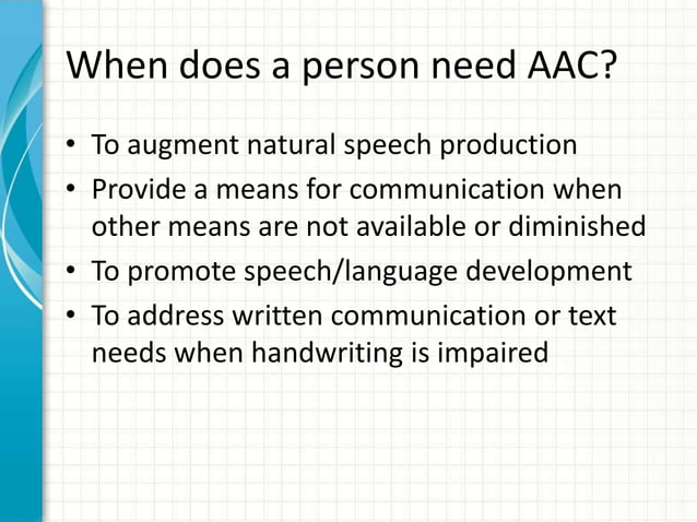 Augmentative and alternative communication | PPTX | Brain and Nervous System Disorders ...