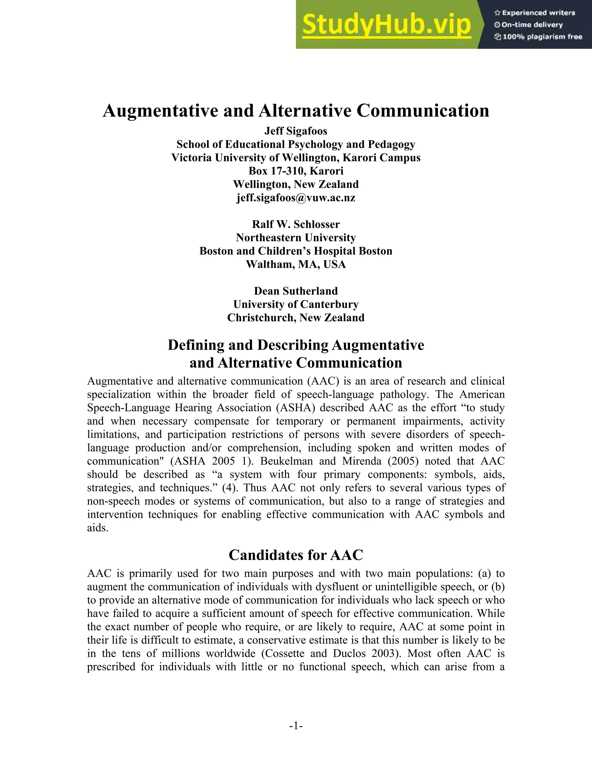 Augmentative And Alternative Communication | PDF