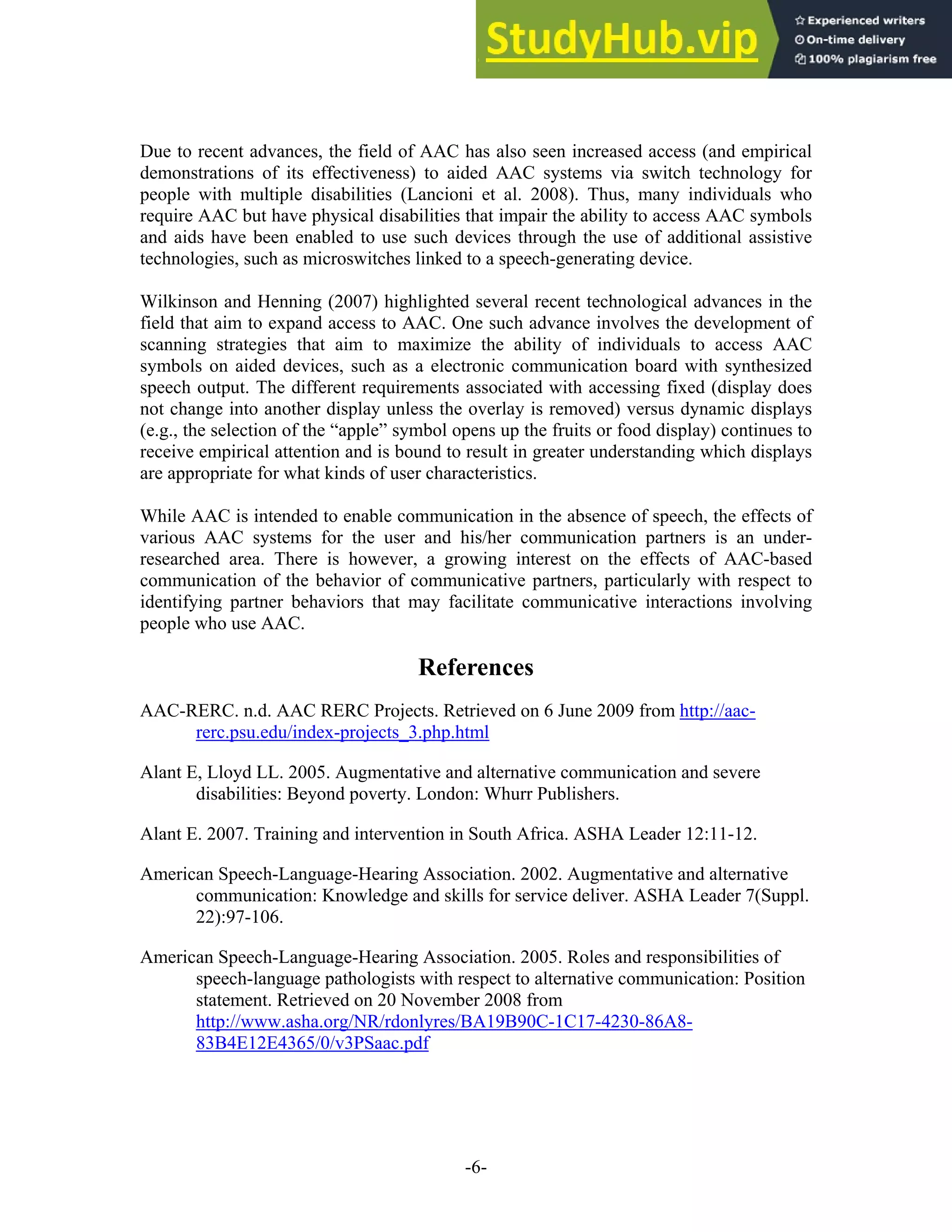 Augmentative And Alternative Communication | PDF