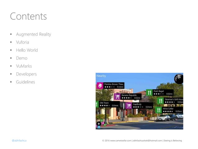 Augmented reality with Vuforia | PPT