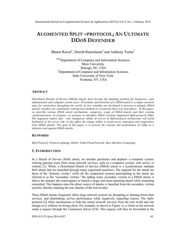 Augmented split –protocol; an ultimate d do s defender | PDF