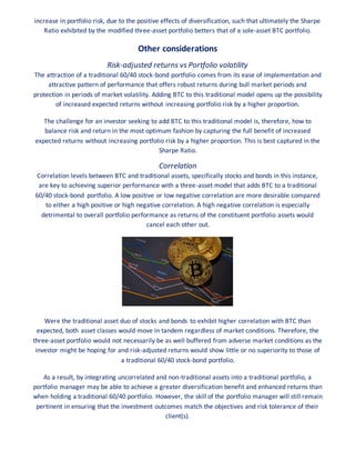 Augmenting a traditional 60-40 stock-bond portfolio with Bitcoin- a ...