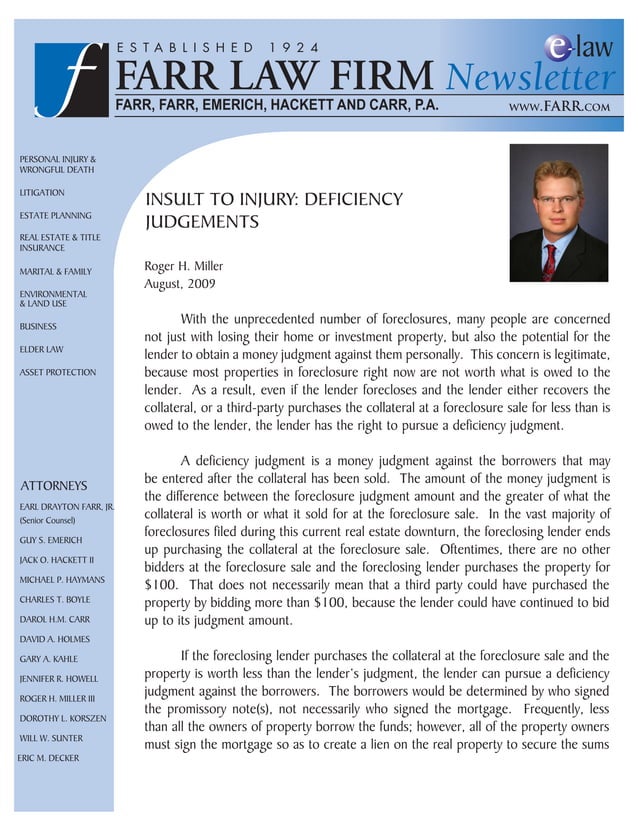 Insult to Injury: Deficiency Judgements | PDF