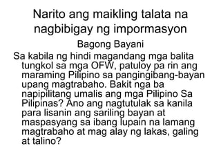 Conative, Informative at Labeling na Gamit ng Wika | PPT