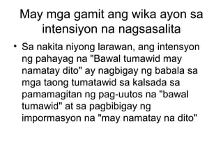 Conative, Informative at Labeling na Gamit ng Wika | PPT