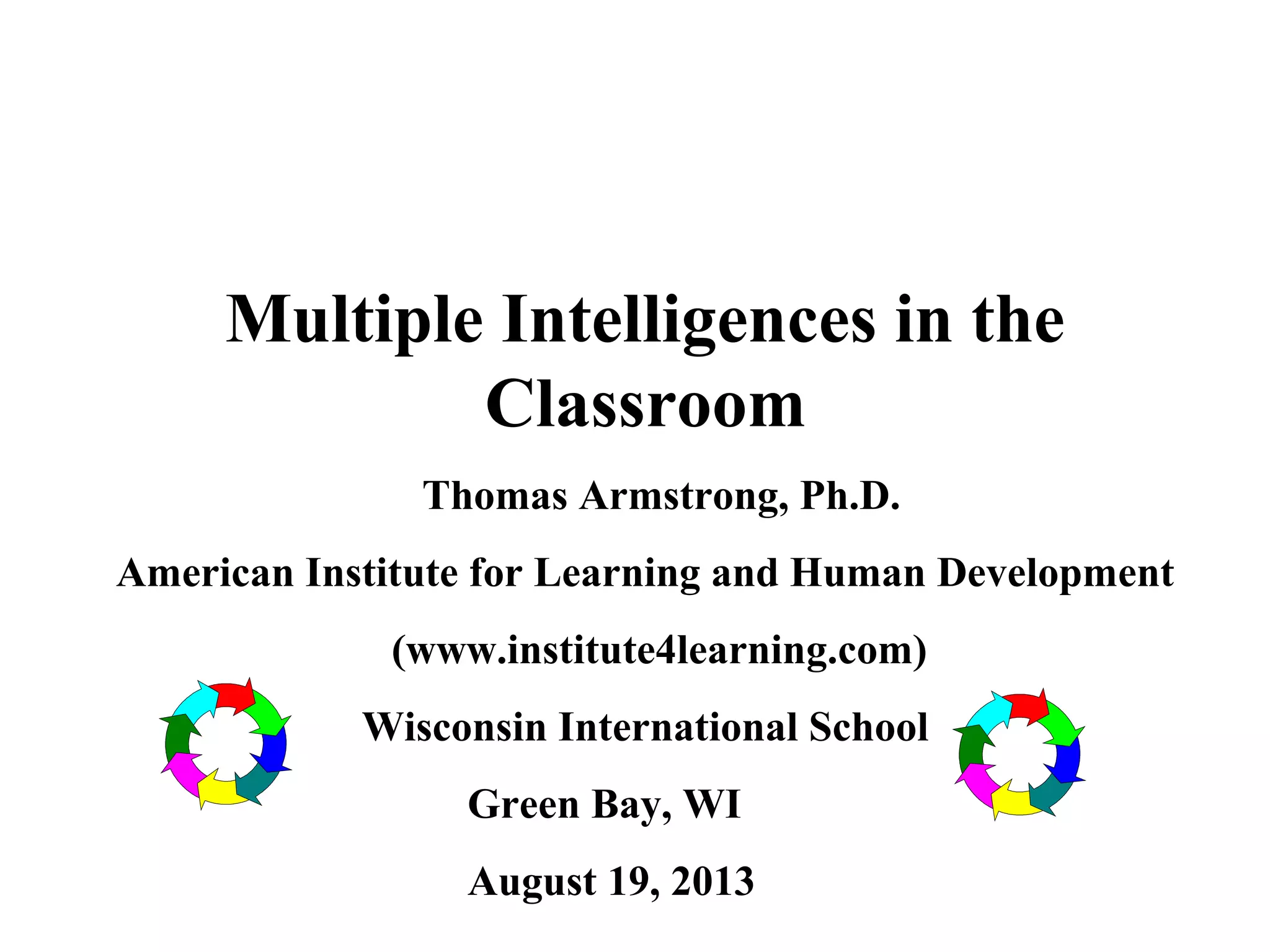 Handouts for Multiple Intelligences in the Classroom Full-Day Workshop ...
