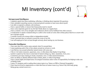 Handouts for Multiple Intelligences in the Classroom Full-Day Workshop ...