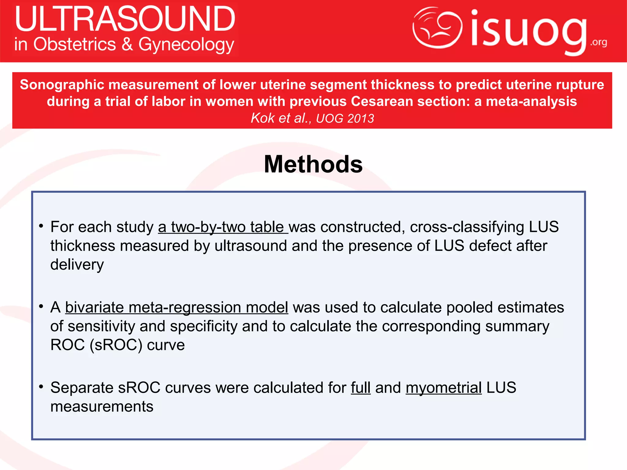 UOG Journal Club: Sonographic measurement of lower uterine segment ...