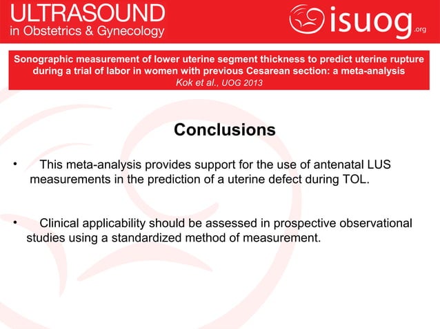 UOG Journal Club: Sonographic measurement of lower uterine segment ...
