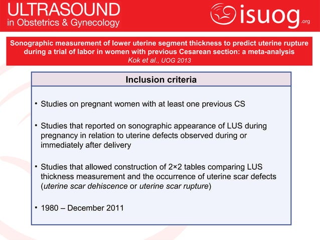 UOG Journal Club: Sonographic measurement of lower uterine segment ...