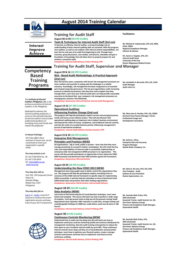 TAKE YOUR INTERNAL AUDIT PRACTICE TO ANOTHER LEVEL! EARN CPE UNITS THIS ...