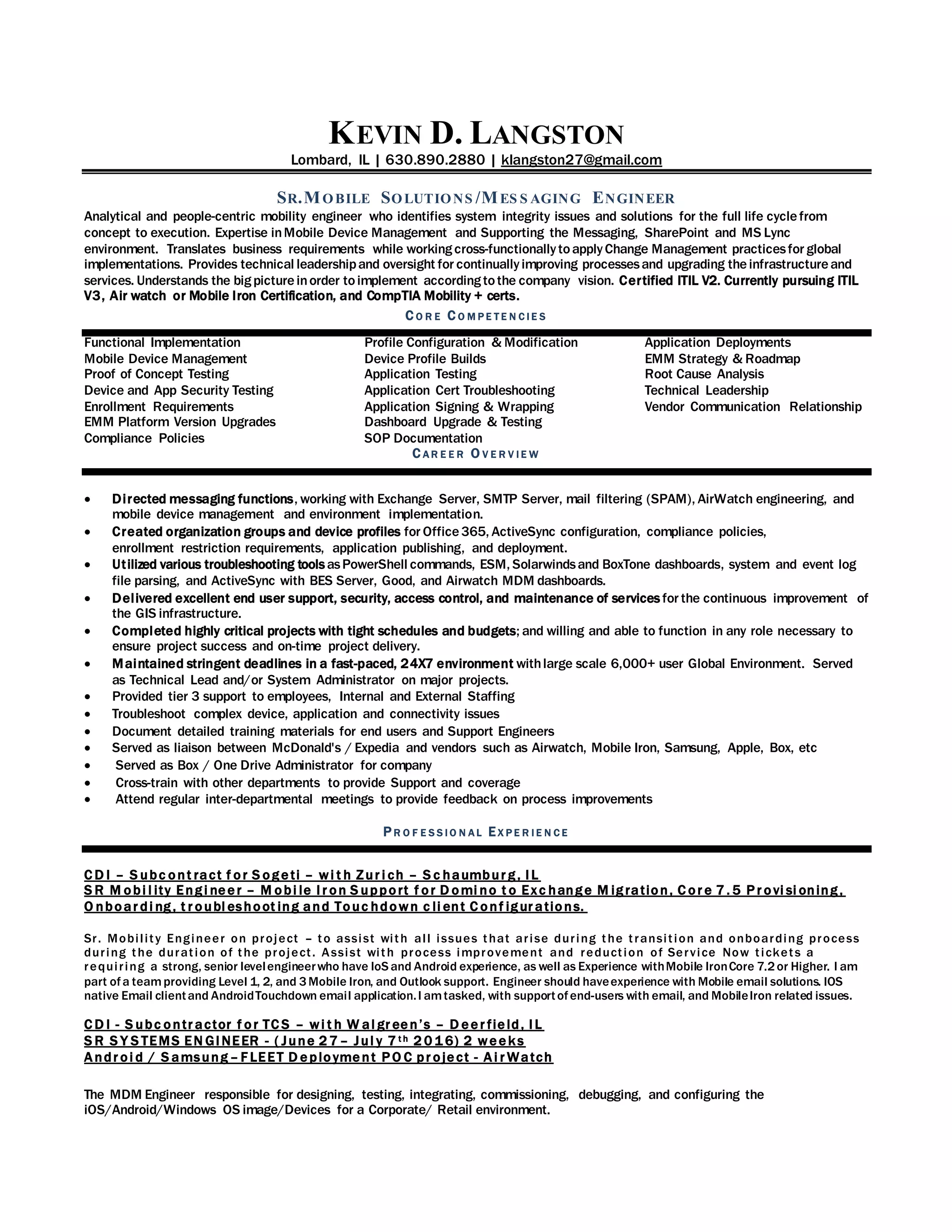 August 2016 resume kevin langston | DOCX