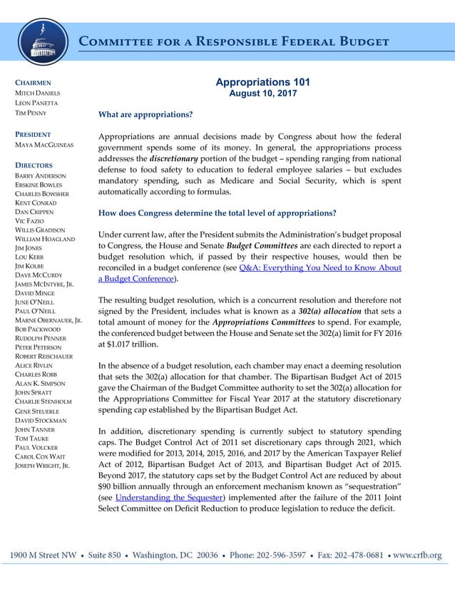 Appropriations 101 | PDF | Political Issues & policy | Politics