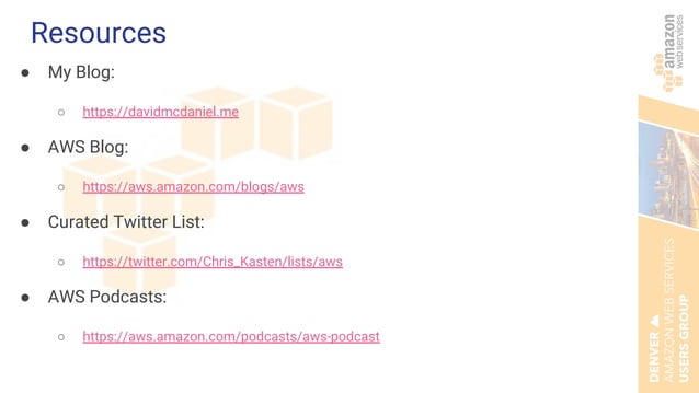 Denver AWS Meetup -- August 2018 | PPT
