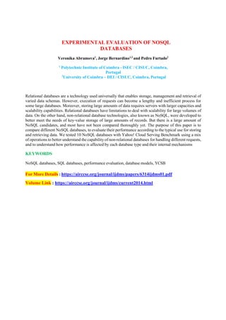 August 2024: TOP 10 Read Articles in Database Management Systems Research Articles | PDF