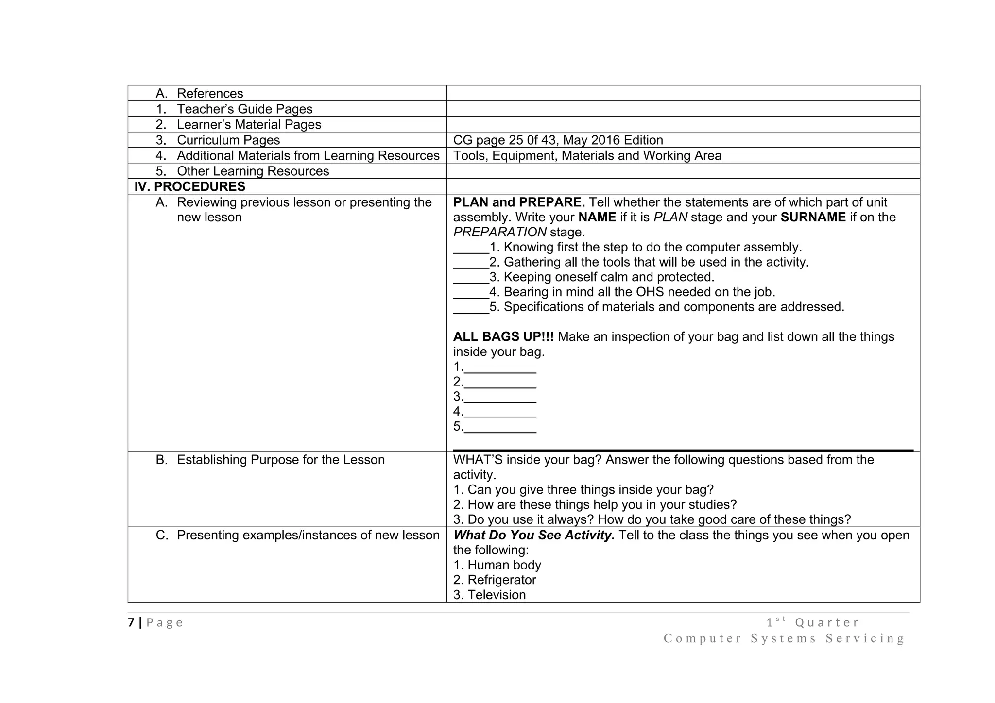 Full lesson plan use in first in the senior high school department | DOCX