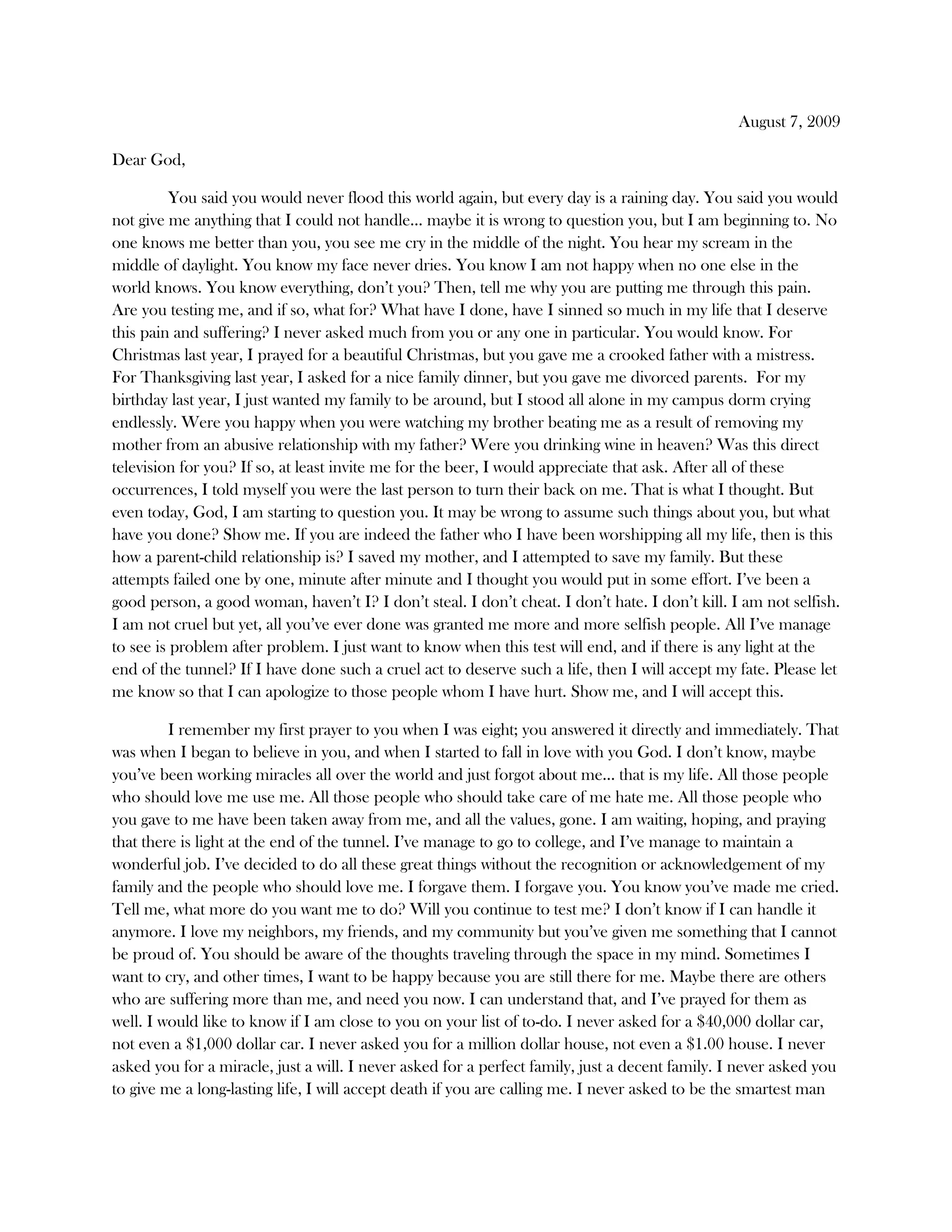 A Letter to God | DOCX