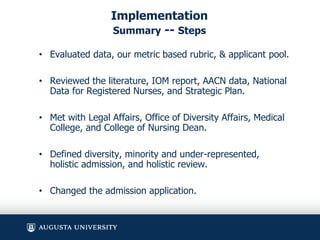 Augusta University - Our Journey to Holistic Admission | PPT