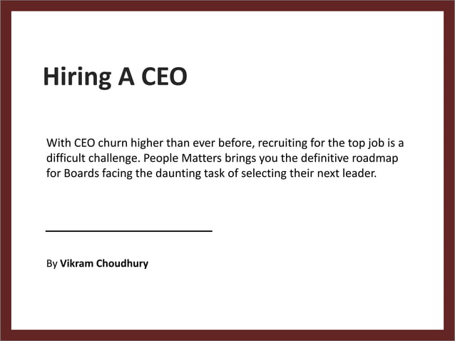 August cover story-Hiring A CEO | PPT | Free Download
