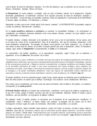 Auguste comte la ley de los tres estados y la idea de progreso | DOCX