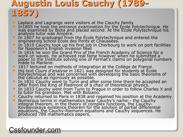 Augustin louis cauchy | PPT | Physics | Science