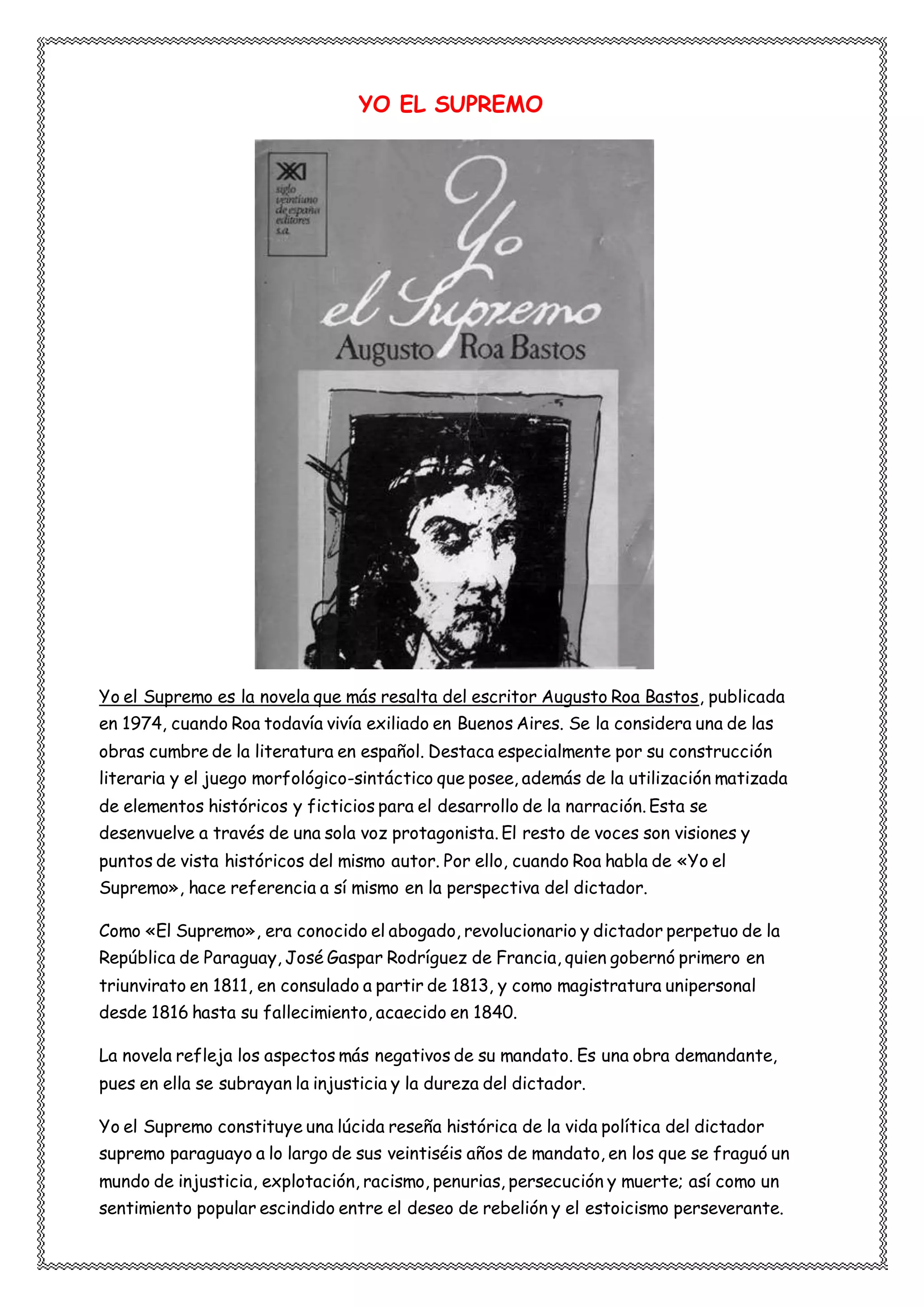 Biografia de Augusto Roa Bastos | DOCX