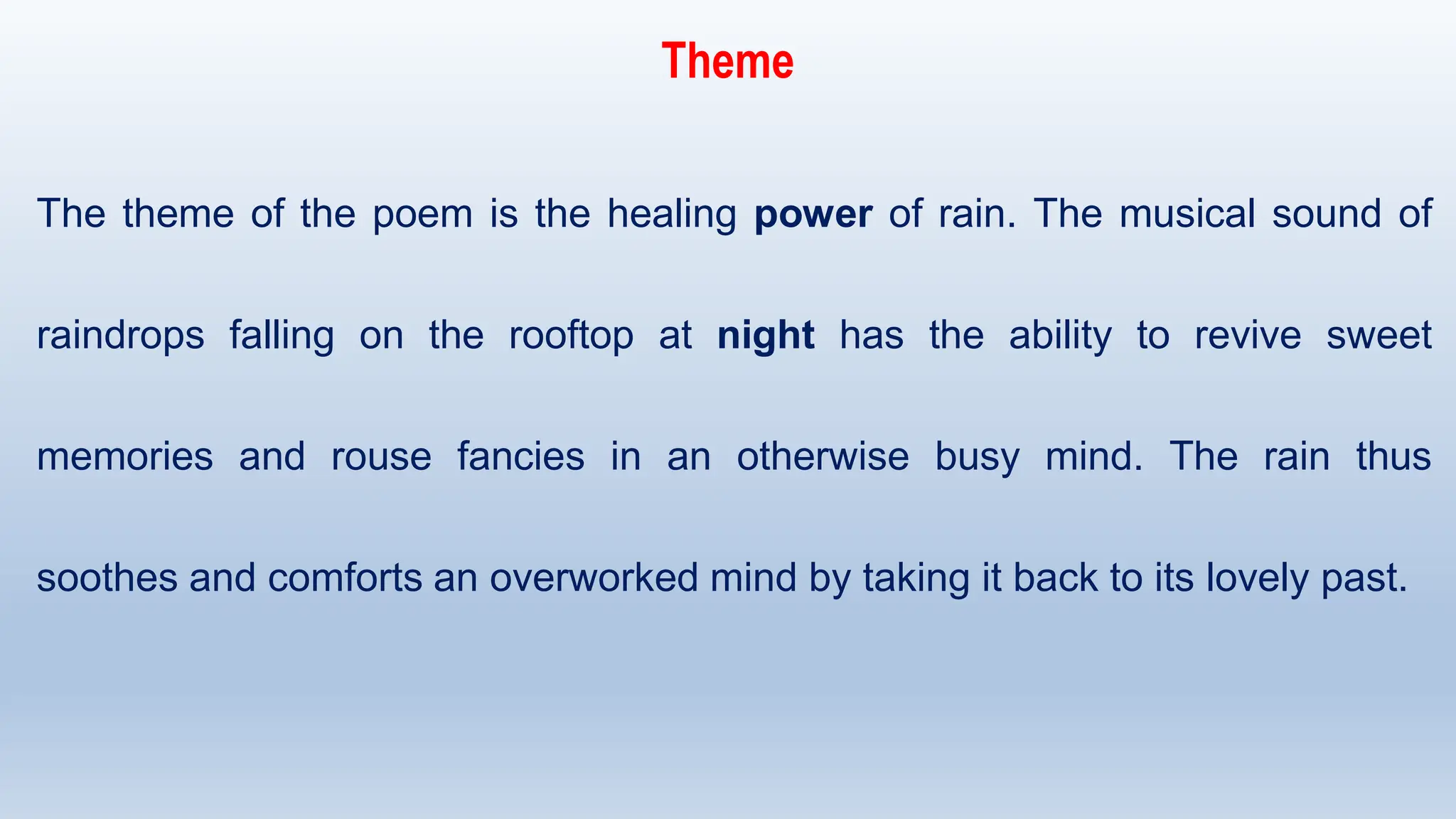 RAIN ON THE ROOF.pptx on poem rain on the roof 9 class | PPTX