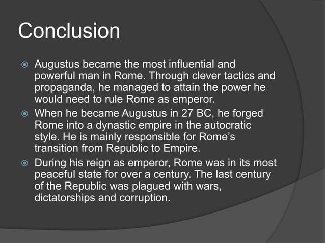 Augustus - Rise To Power | PPTX | Hobbies & Interests