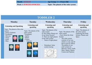 August week 1 Activities for Kindergarten | PPT | Free Download