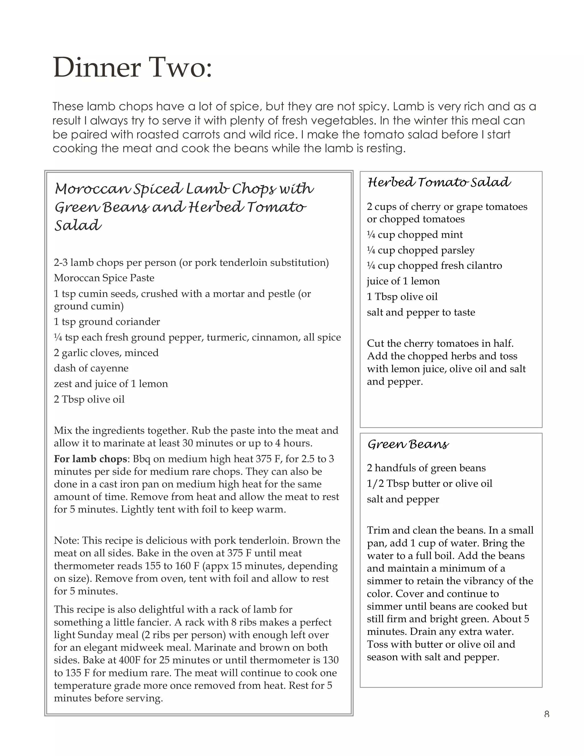 Real Food Meal Plans For Two Sample | PDF