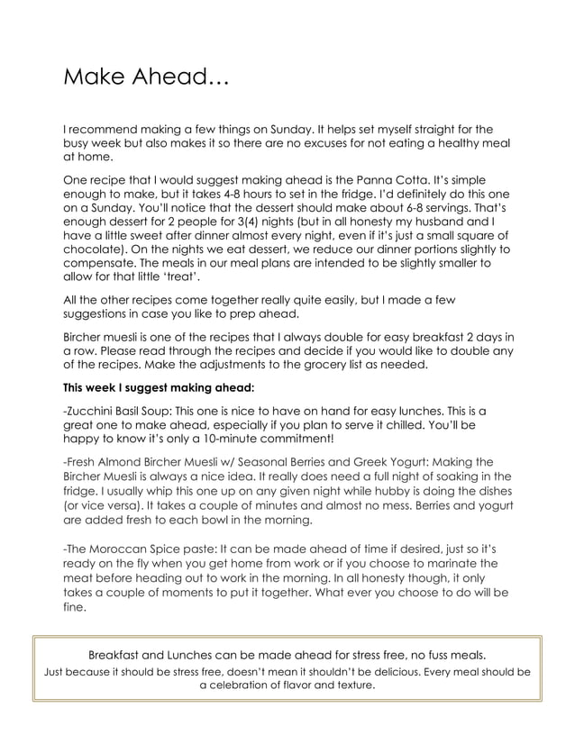 Real Food Meal Plans For Two Sample | PDF