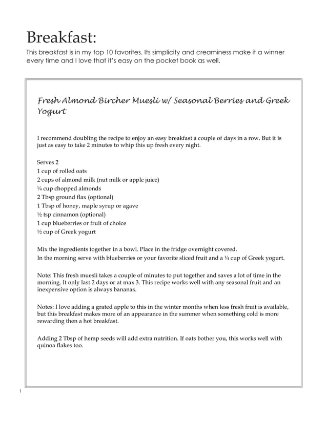 Real Food Meal Plans For Two Sample | PDF