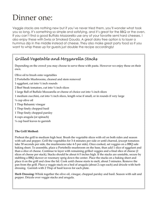 Real Food Meal Plans For Two Sample | PDF
