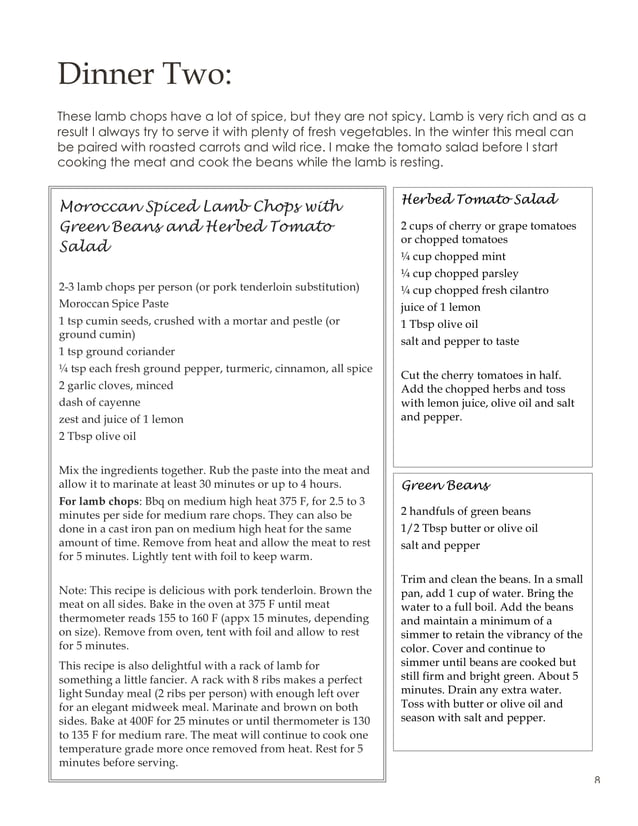 Real Food Meal Plans For Two Sample | PDF
