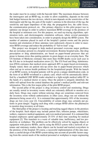 A UHF Radio Frequency Identification (RFID) System For Healthcare ...